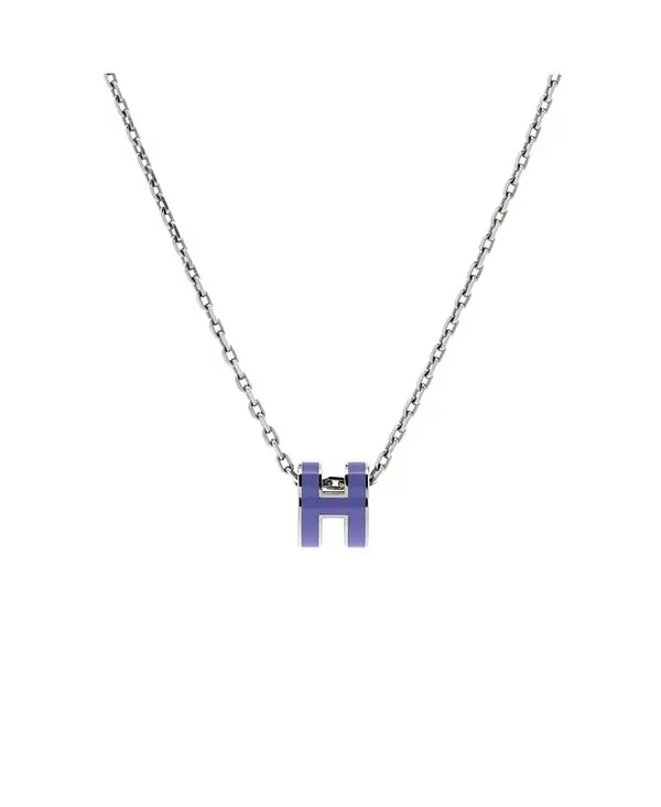 HERMES Mini Pop H Pendant Chain Necklace Metal And Enamel, 16 - Enamel/silver Tone