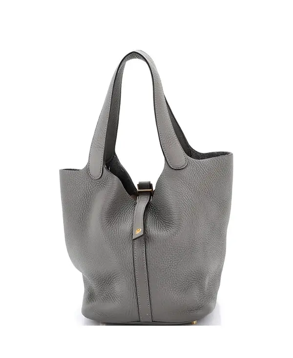 Hermès Mm Picotin Lock Bag Clemence - Gray
