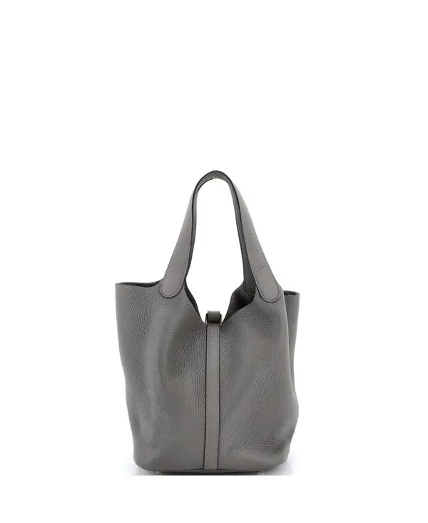 Hermès Mm Picotin Lock Bag Clemence - Gray