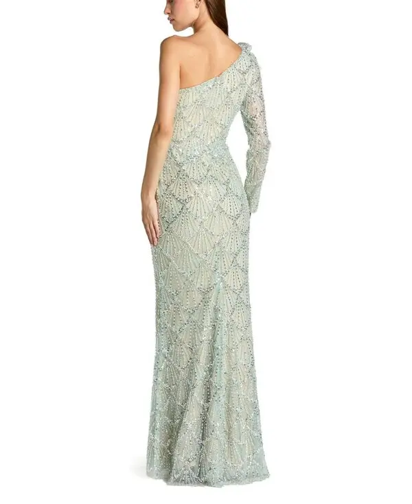 Mac Duggal One-sleeve Sequin Embellished Column Gown