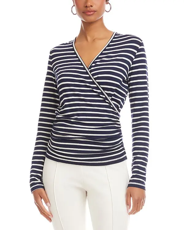 Karen Kane Long Sleeve Side Shirred Crossover Top