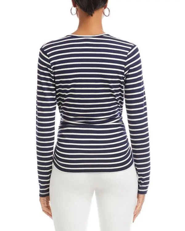 Karen Kane Long Sleeve Side Shirred Crossover Top