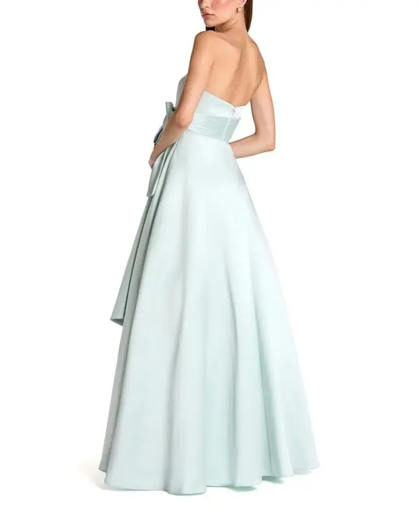 Mac Duggal Strapless Satin Ballgown With Bow Detail