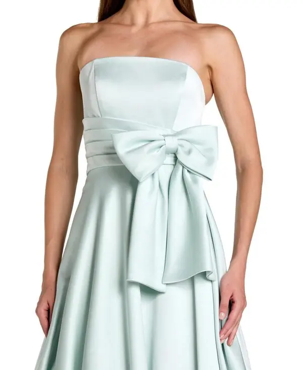 Mac Duggal Strapless Satin Ballgown With Bow Detail