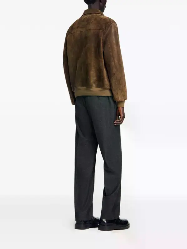 Sandro Suede Zip Jacket With Welt Pockets - Brown