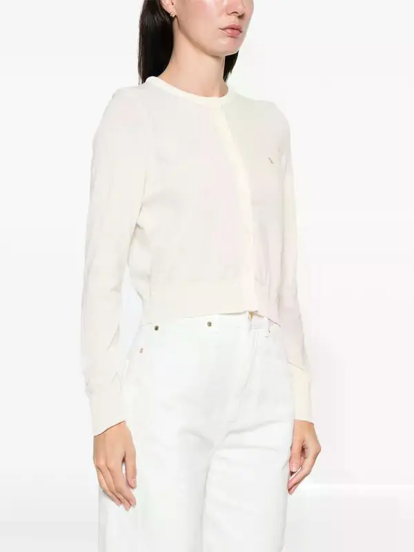 Sandro Cropped Round Neck Cardigan With Padded Shoulders