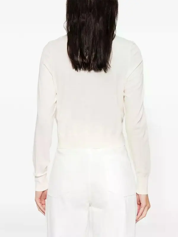Sandro Cropped Round Neck Cardigan With Padded Shoulders