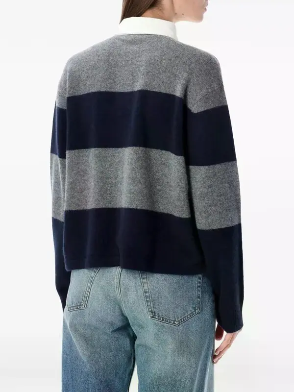 SPORTY & RICH Logo-embroidered Striped Polo Collar