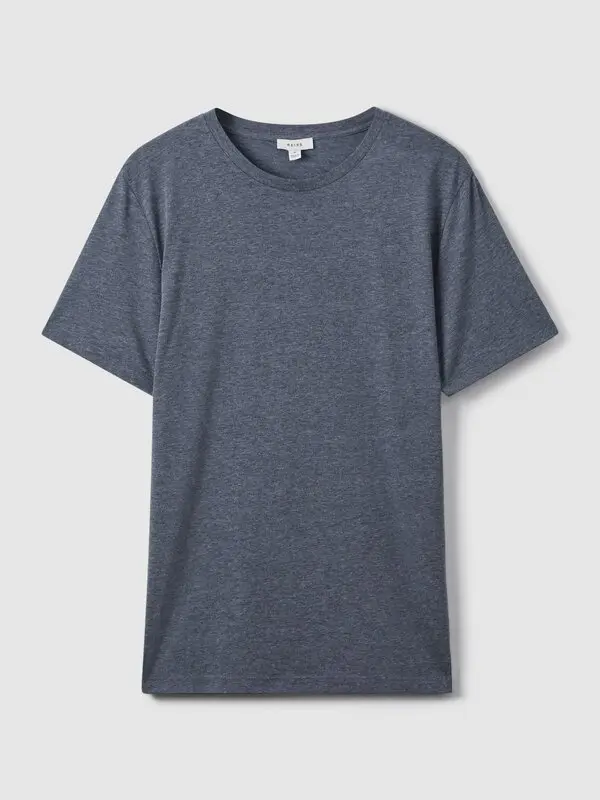 REISS Blessairforce Melange Bless Cotton Crew Neck T-shirt - Blue