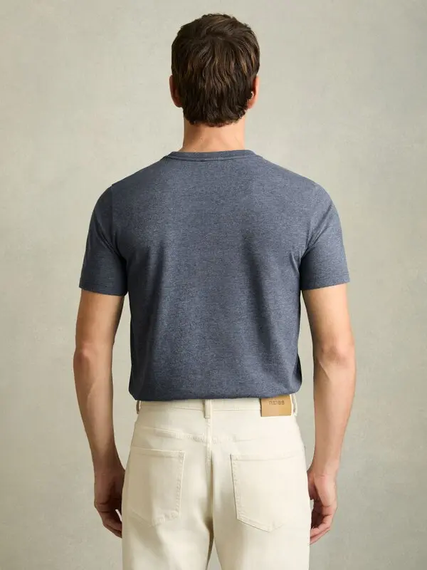 REISS Blessairforce Melange Bless Cotton Crew Neck T-shirt - Blue