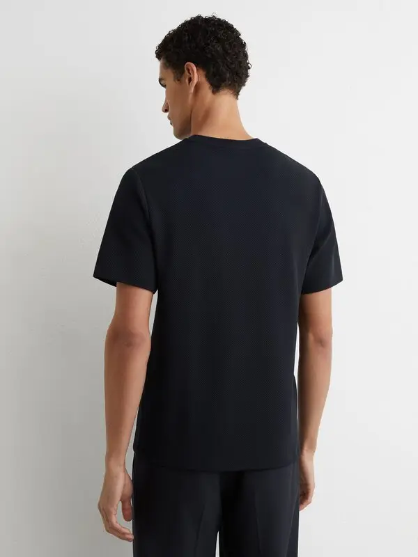REISS Jack Textured Crew-neck Modern-fit T-shirt - Navy