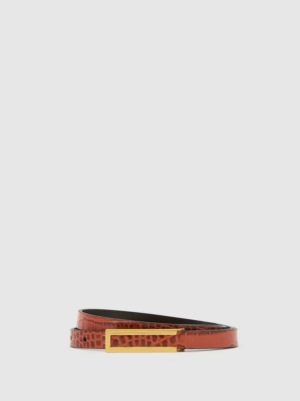 REISS Bronya Leather Crocodile-effect Belt