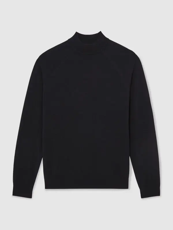 REISS Littlebury Merino Wool Mock-neck Jumper - Navy
