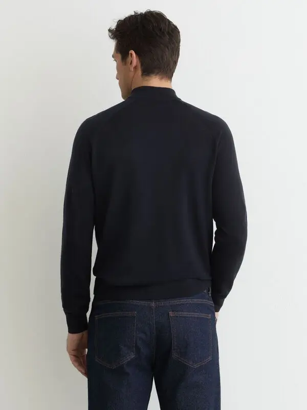 REISS Littlebury Merino Wool Mock-neck Jumper - Navy