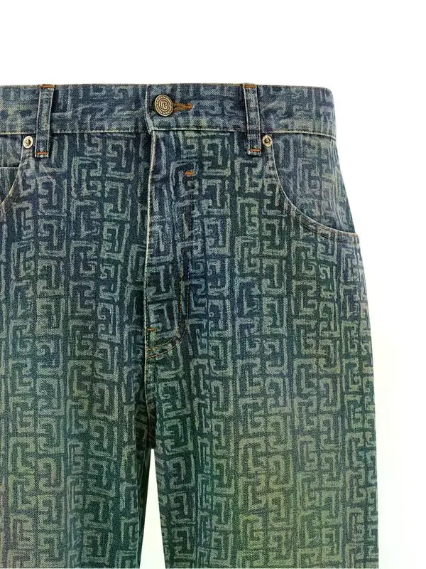 Balmain Monogram Stonewashed Jeans - Blue