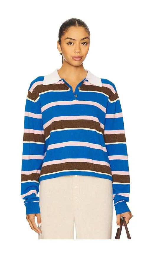 Guest In Residence Cropped Stripe Rugby Sweater - Twilight Combo