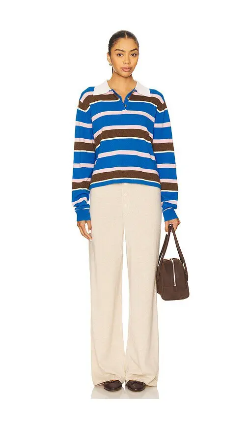 Guest In Residence Cropped Stripe Rugby Sweater - Twilight Combo