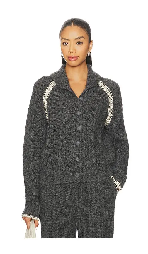 Guest In Residence Marlowe Cable Cardigan - Charcoal