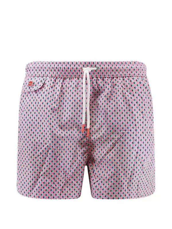 Kiton Geometric-pattern Swim Shorts - Red