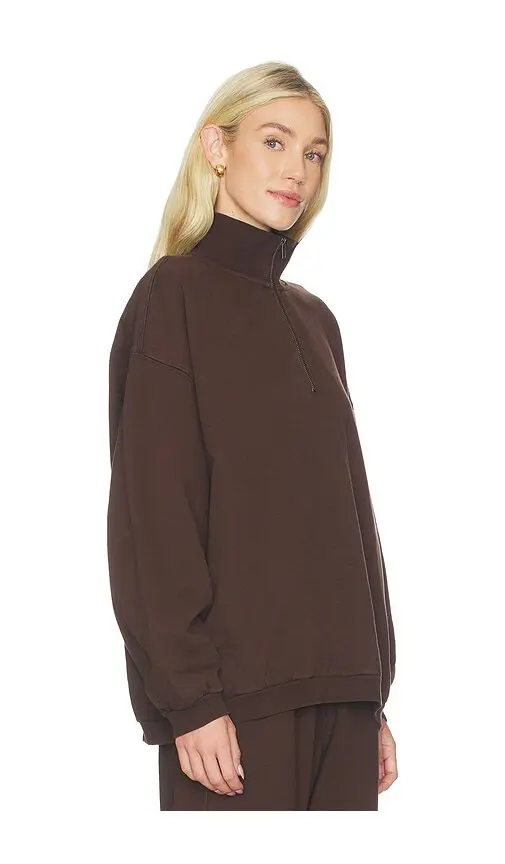 SKIMS Boyfriend Fleece Slouchy Turtleneck Pullover - Espresso