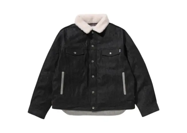 A BATHING APE Down Wide Denim Jacket - Black