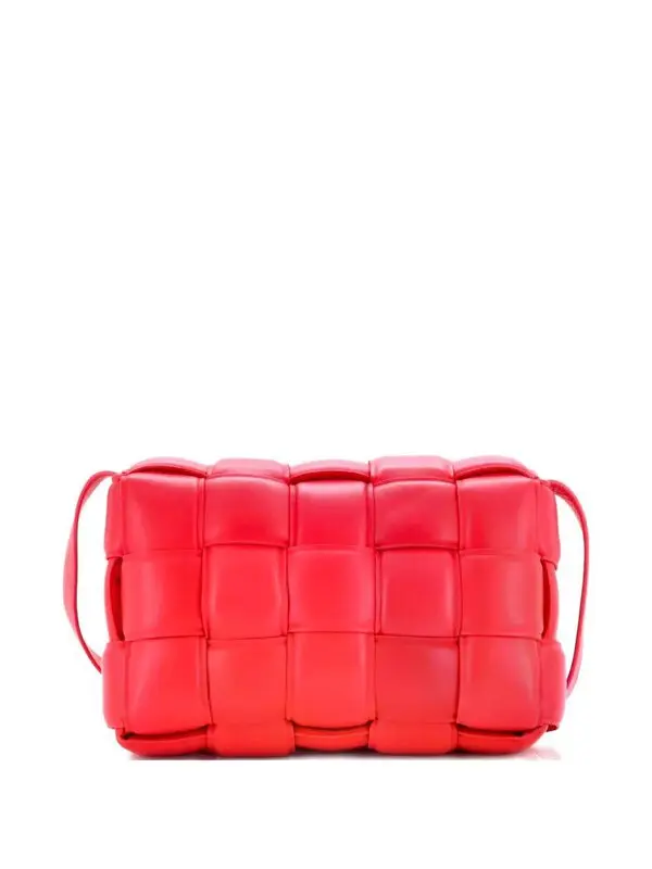 Bottega Veneta Cassette Padded Maxi Intrecciato Leather Crossbody Bag - Red