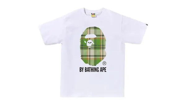 A BATHING APE Check Bathing Ape Tee Shirt - White/green
