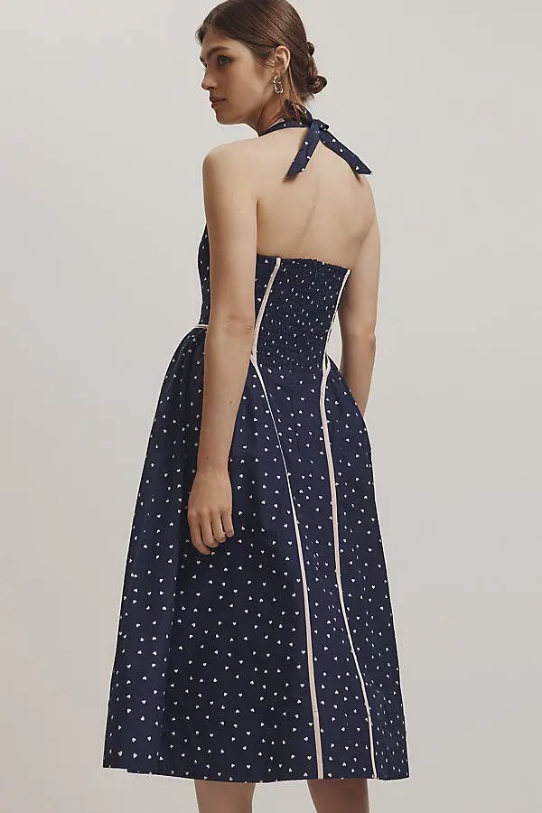 Maeve V-neck Waisted Halter Midi Dress