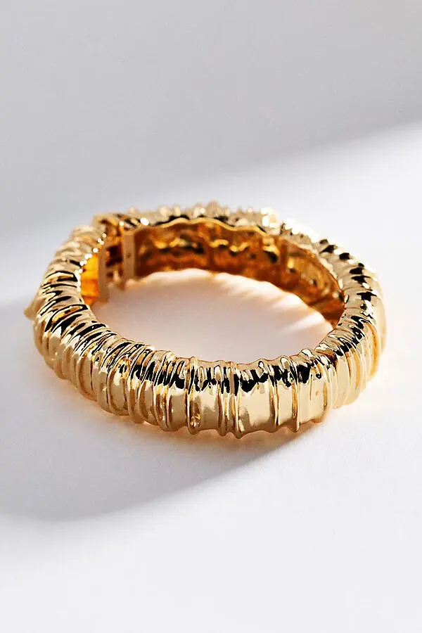 Anthropologie Textured Bangle Bracelet - Gold