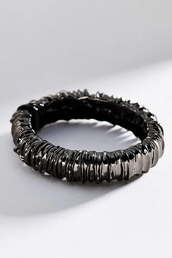 Anthropologie Textured Bangle Bracelet - Gunmetal