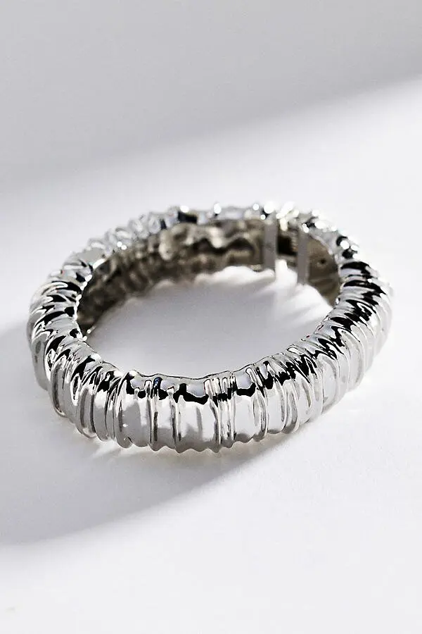 Anthropologie Textured Bangle Bracelet - Silver