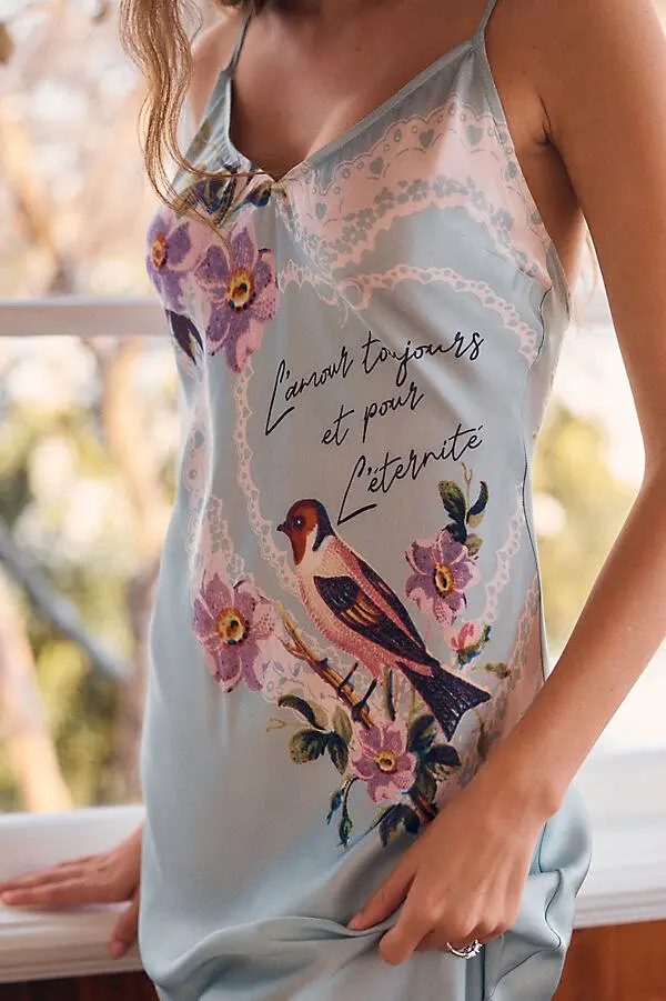 LYREBIRD Love Birds V-neck Lace Maxi Nightie