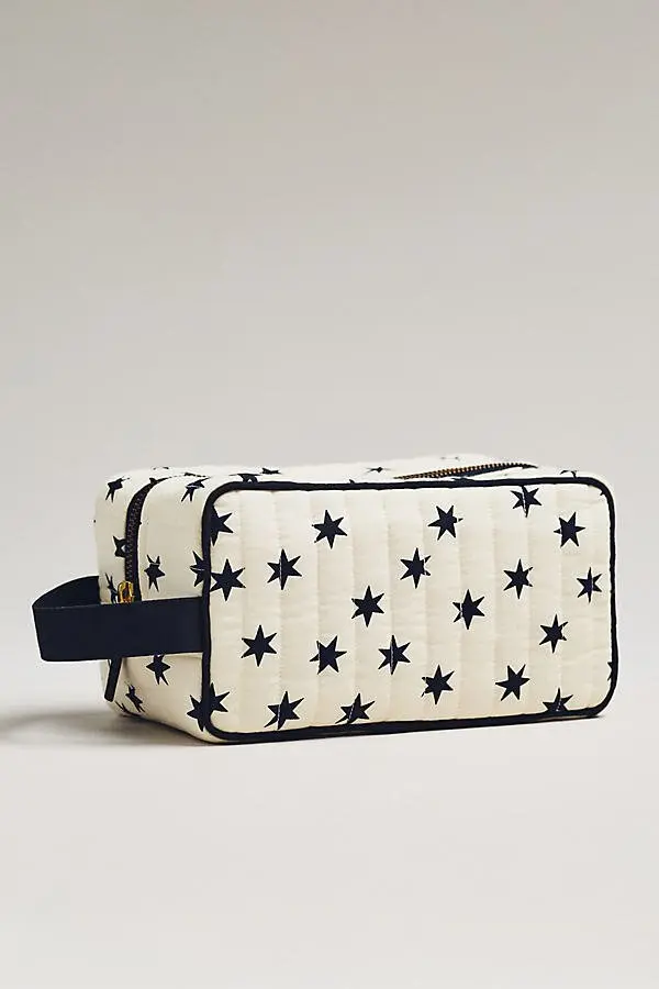 Maeve Patterned Puffy Cosmetic Bag - Black & White Star