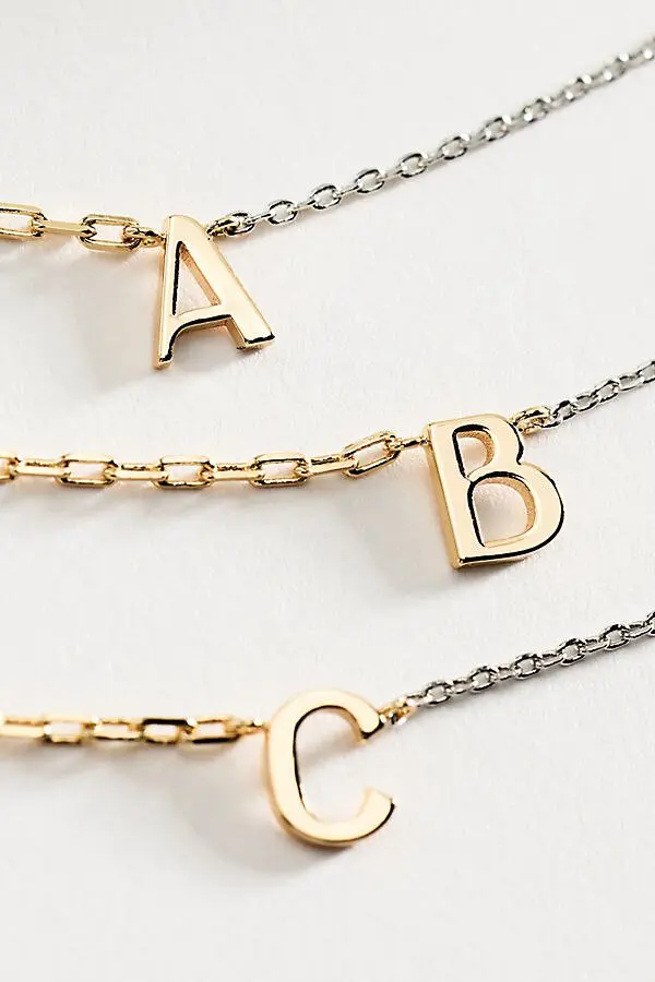 Anthropologie Mixed Metal Delicate Monogram Necklace - C