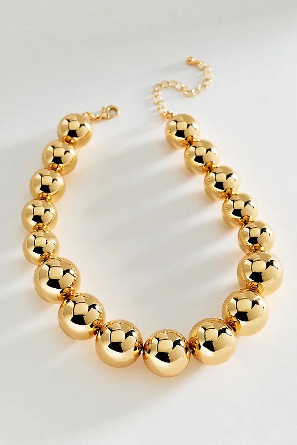 Anthropologie Chunky Ball Chain Collar Necklace - Gold