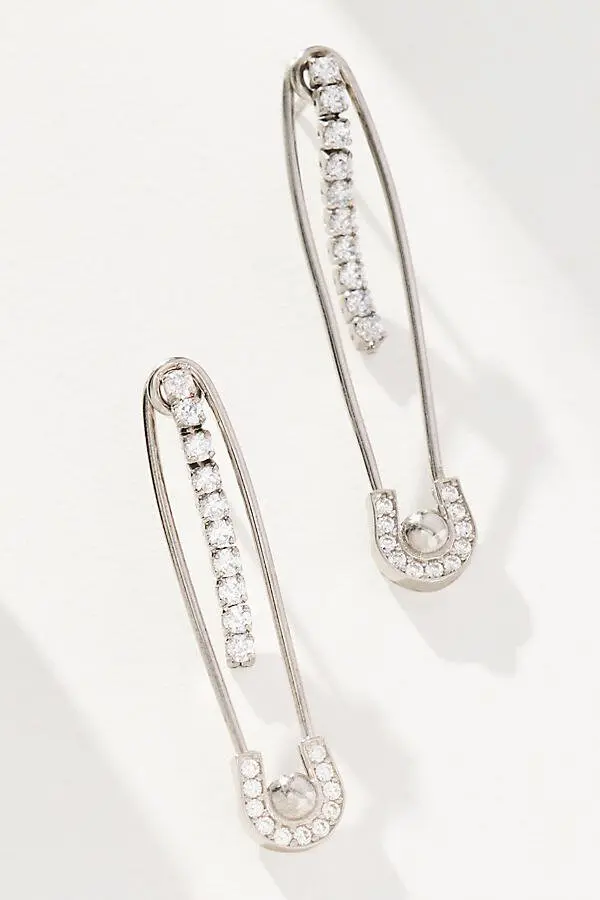 Maison Irem Safety Pin Atomic Earrings - Silver