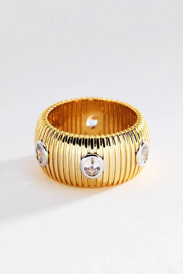 LUV AJ The Georgia Ridged Band Ring - Gold