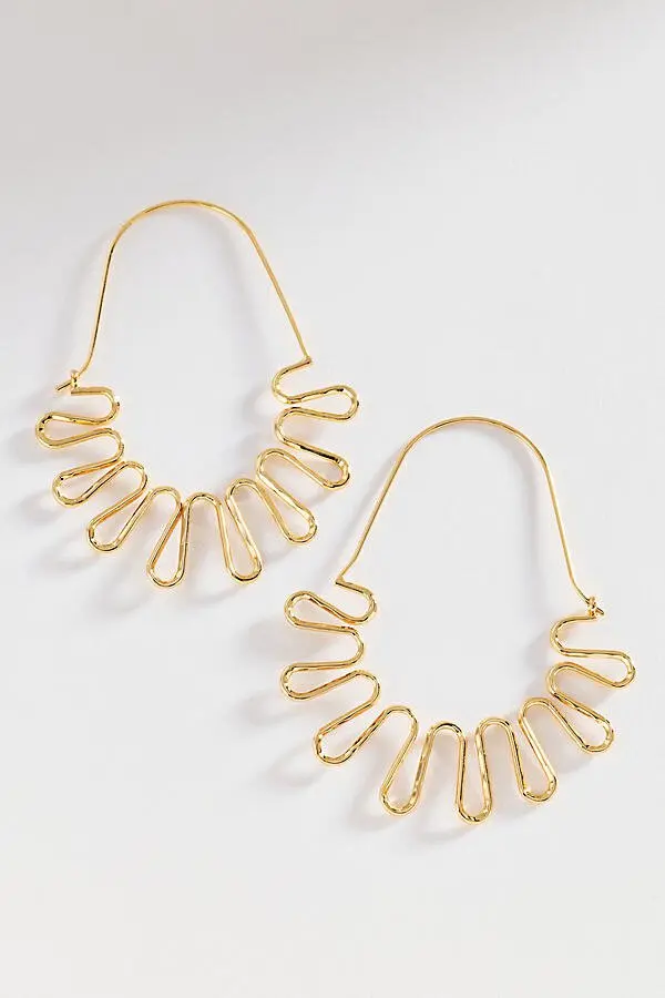 Anthropologie Sculpted Loop Hoop Earrings - Gold
