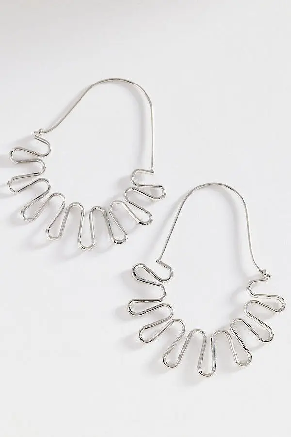Anthropologie Sculpted Loop Hoop Earrings - Silver
