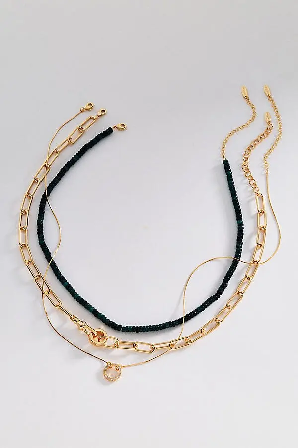 Anthropologie Shades Of Sea Layering Necklaces - Blue Pattern