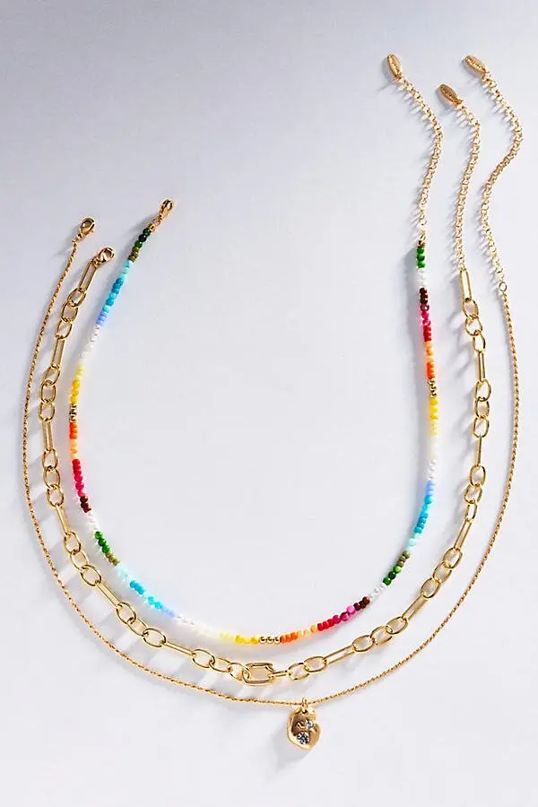 Anthropologie Layered Necklaces With Faux And Charm Detail - Multi