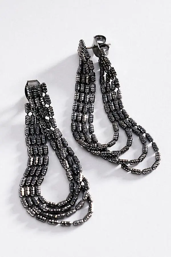 Anthropologie Layered Loop Earrings - Gunmetal
