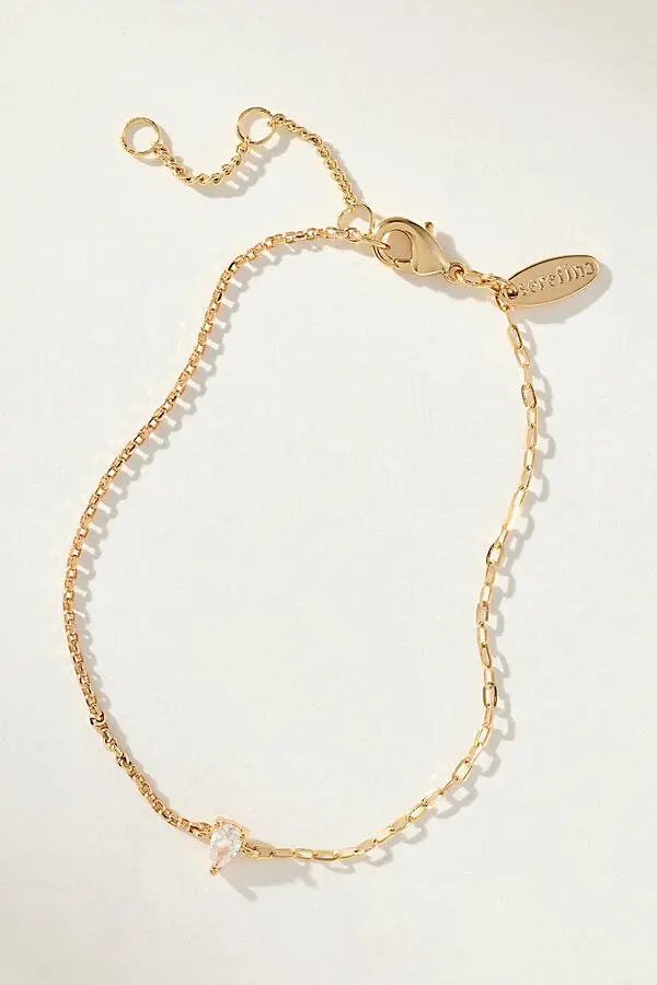 Anthropologie Delicate Linked Crystal Bracelet - Gold