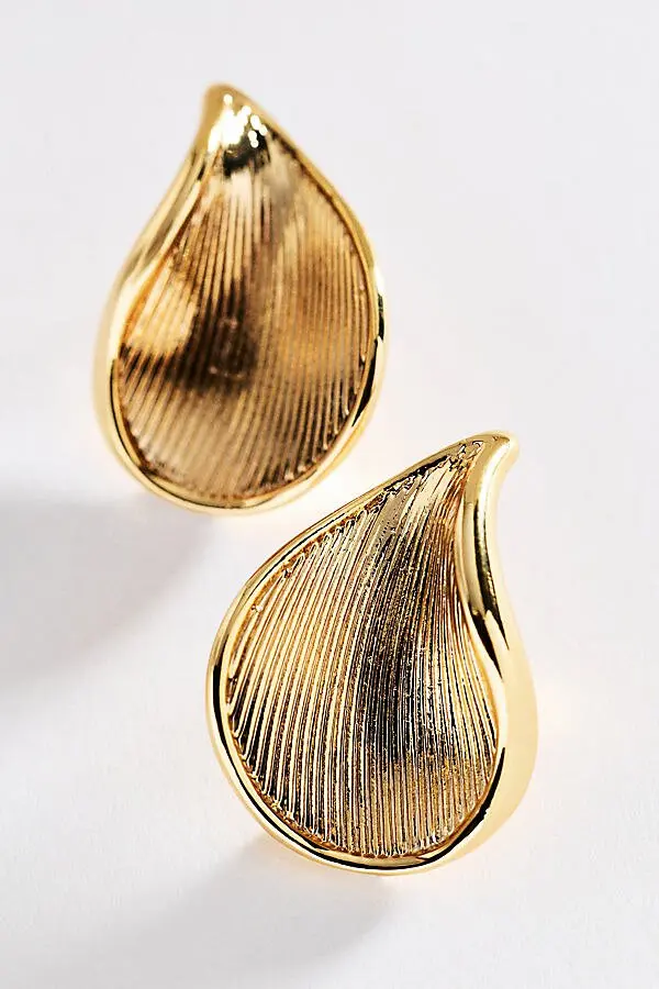 Anthropologie Textured Teardrop Earrings - Gold