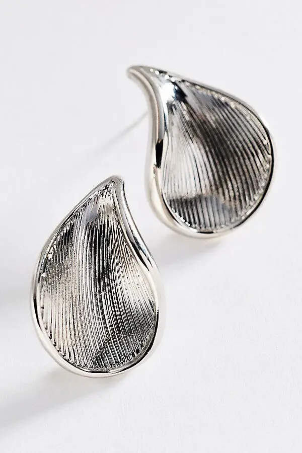 Anthropologie Textured Teardrop Earrings - Silver