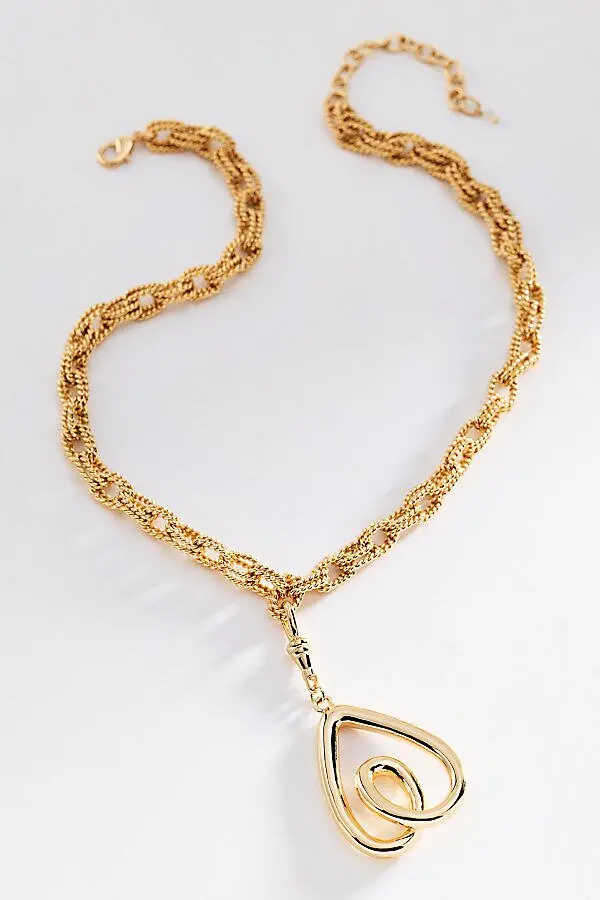 Anthropologie Heart Pendant Necklace - Gold