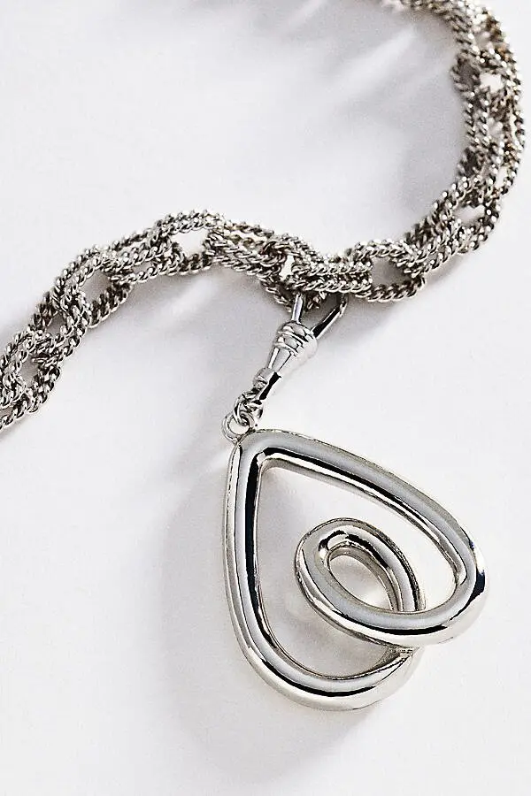 Anthropologie Heart Pendant Necklace - Silver