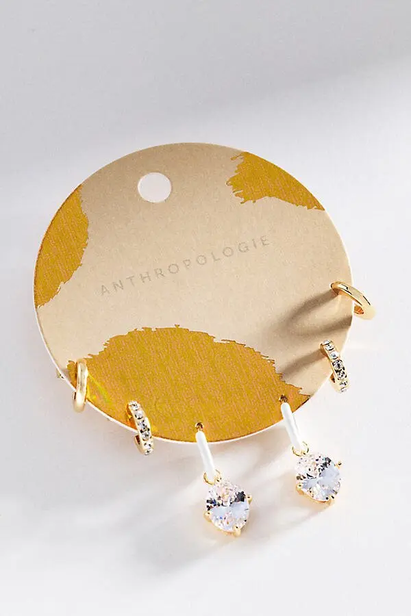 Anthropologie Crystal Droplet Earring Set - White