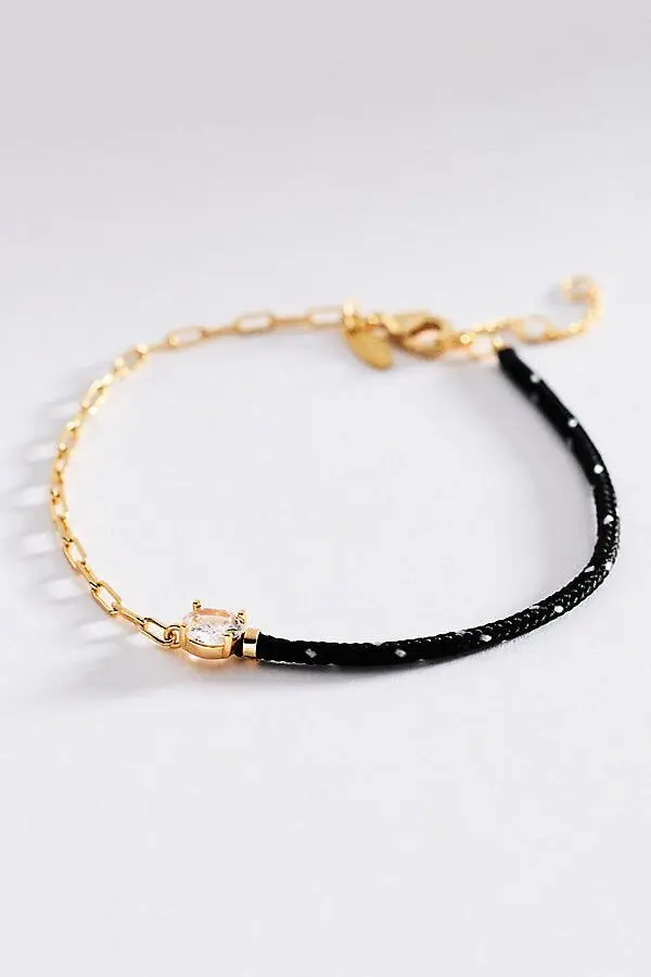 Anthropologie Corded Chain Link Bracelet - Black