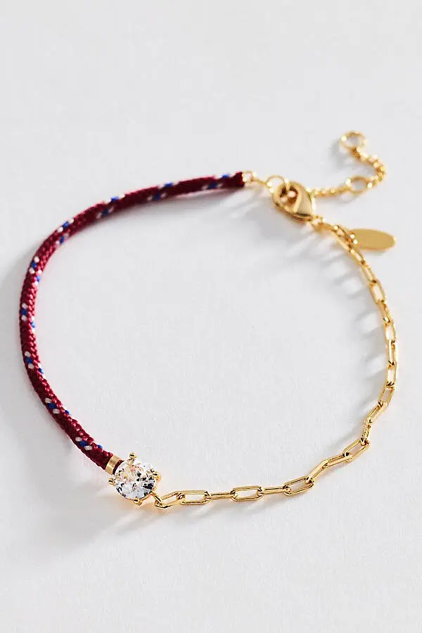 Anthropologie Corded Chain Link Bracelet - Red
